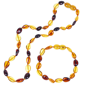 Matching Baby raw amber jewelry set - Grey-green amber color - Baby br ...